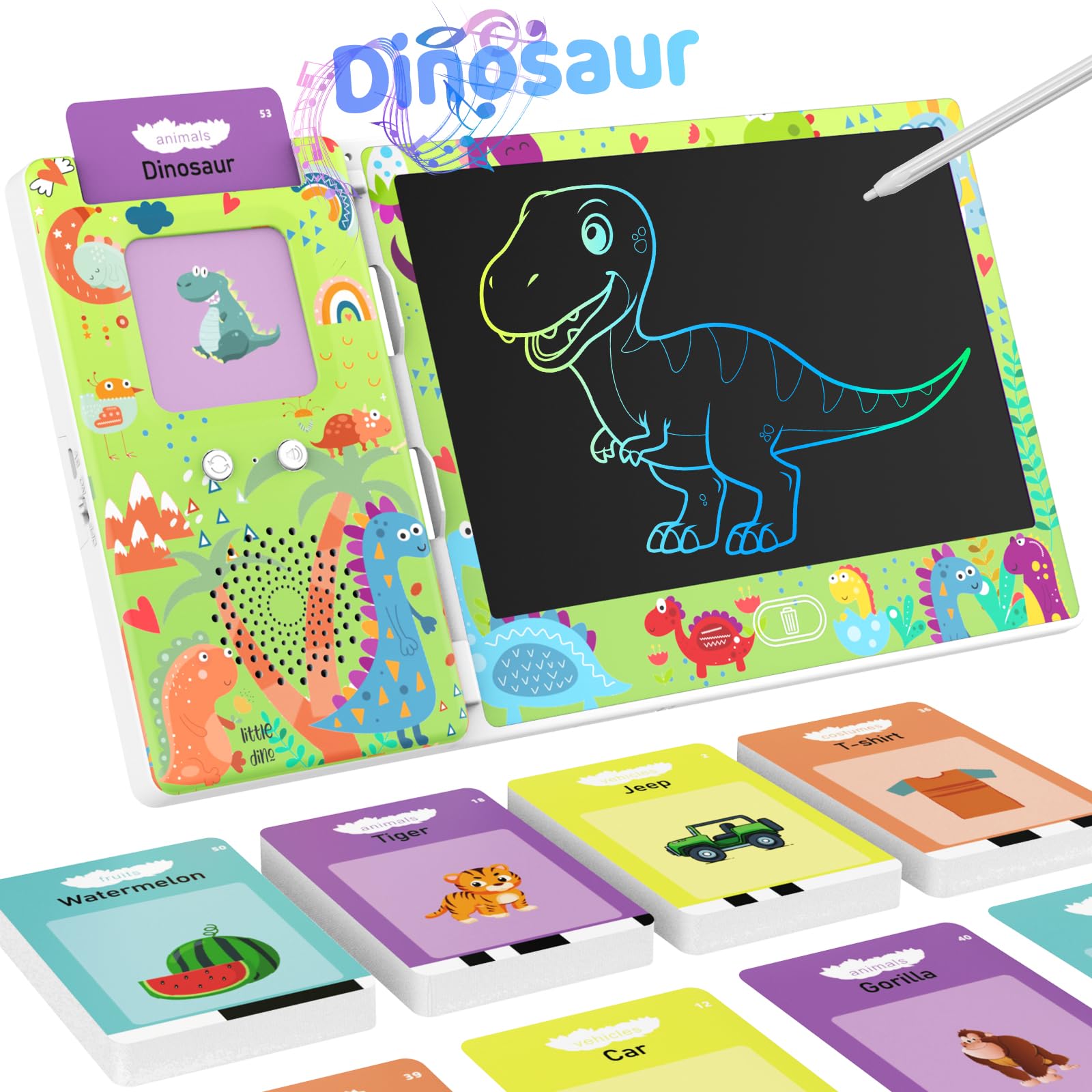 Amazon.com: 2 in 1 Talking Flash Cards with LCD Writing Tablet, Speech ...