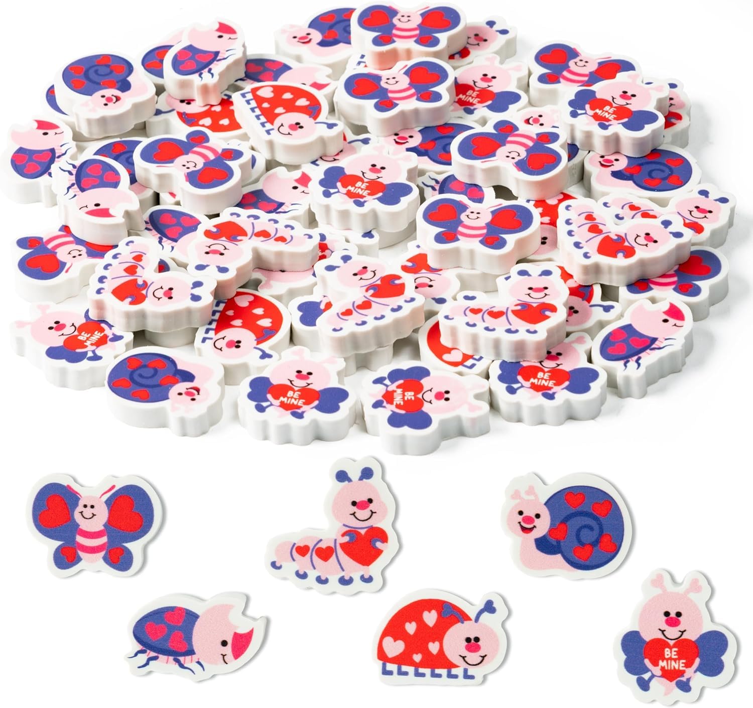 Amazon.com: BeYumi 60Pcs Valentine's Day Insect Mini Erasers for Kids ...