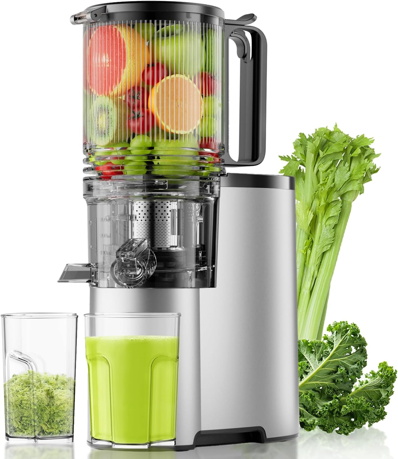 Amazon.com: Cold Press Juicer, 5.8" Wide Feed Chute Juice Extractor ...