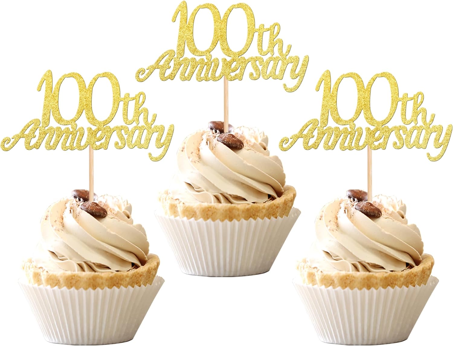 Amazon.com: 24 PCS 100th Anniversary Cupcake Toppers Glitter Cheers to ...