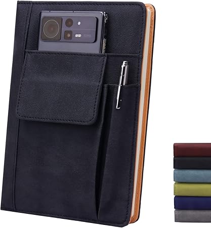 Refillable Lined Leather Journal Notebook, A5 Size Hardcover Journal ...