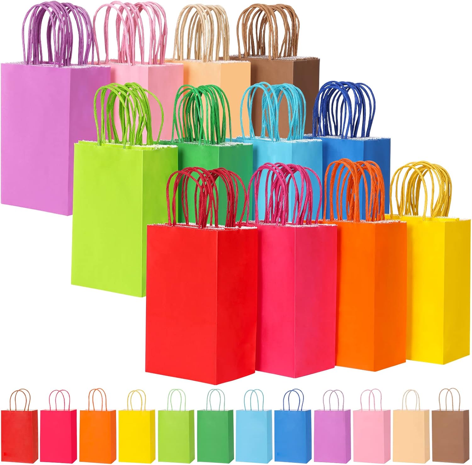 Amazon.com: TOMNK 72pcs Party Favor Bags Kraft Paper 12 Colors Small ...