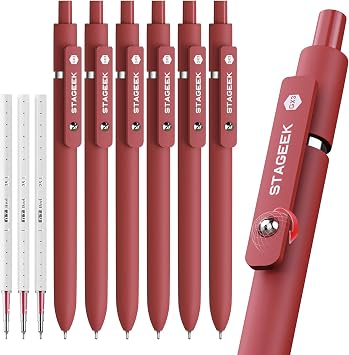 Amazon.com: STAGEEK Red Gel Pens GX3, 6Pcs Quick Dry Red Ink Pens with ...