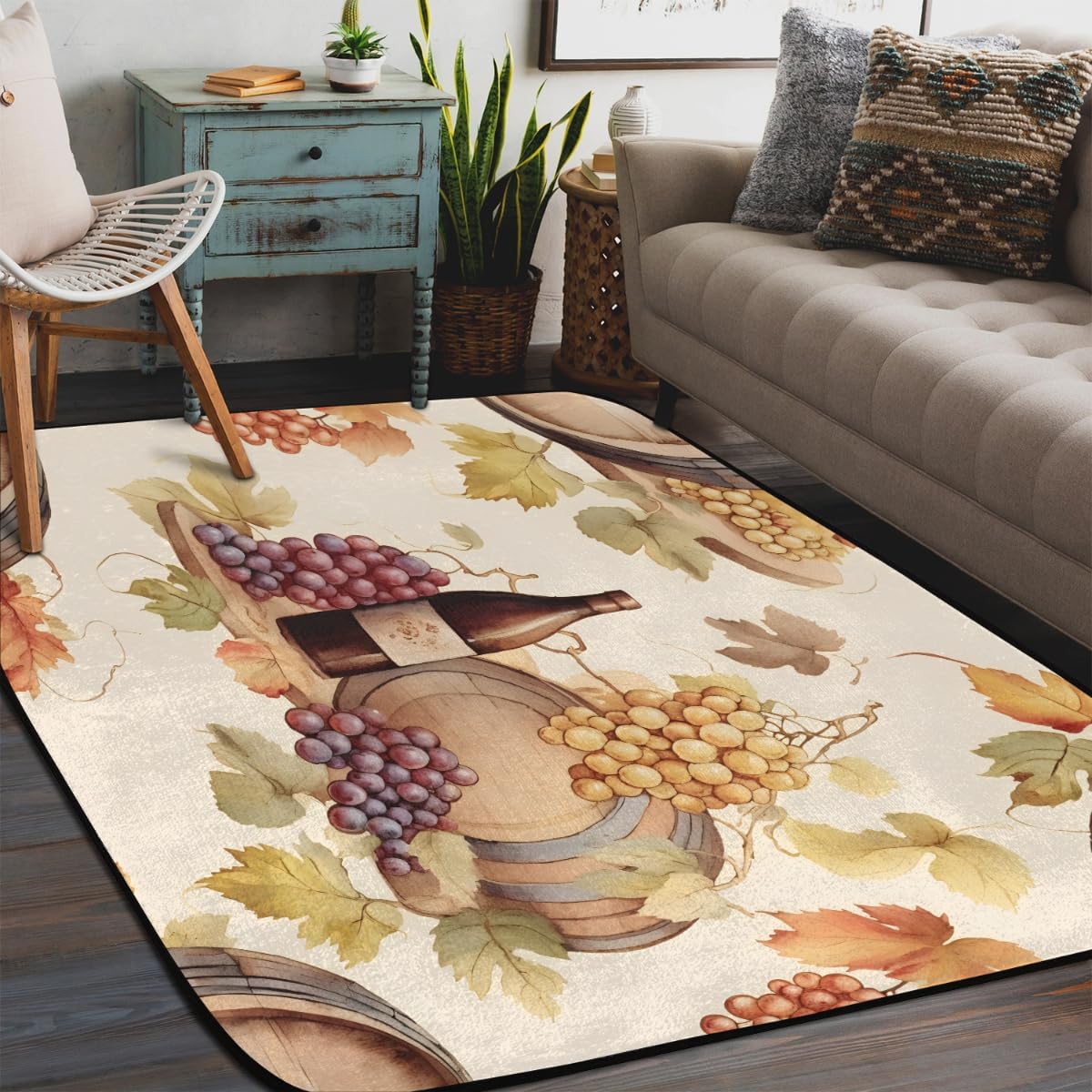 Amazon.com: FZDXZJJ Watercolor Wine Bottles Area Rug for Living Room ...