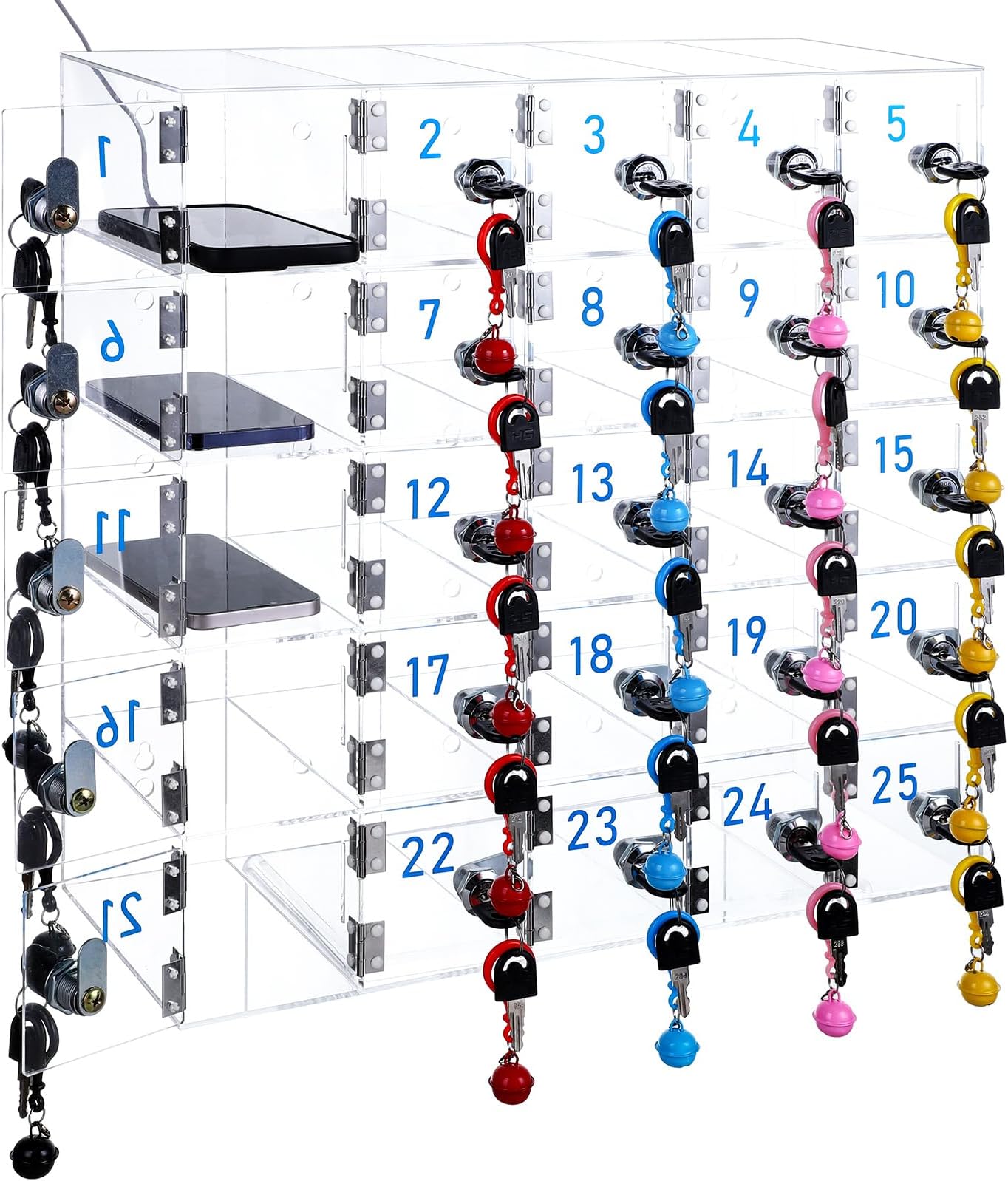 Amazon.com : Layhit 20 Slots Cell Phone Locker Box for Classroom Clear ...