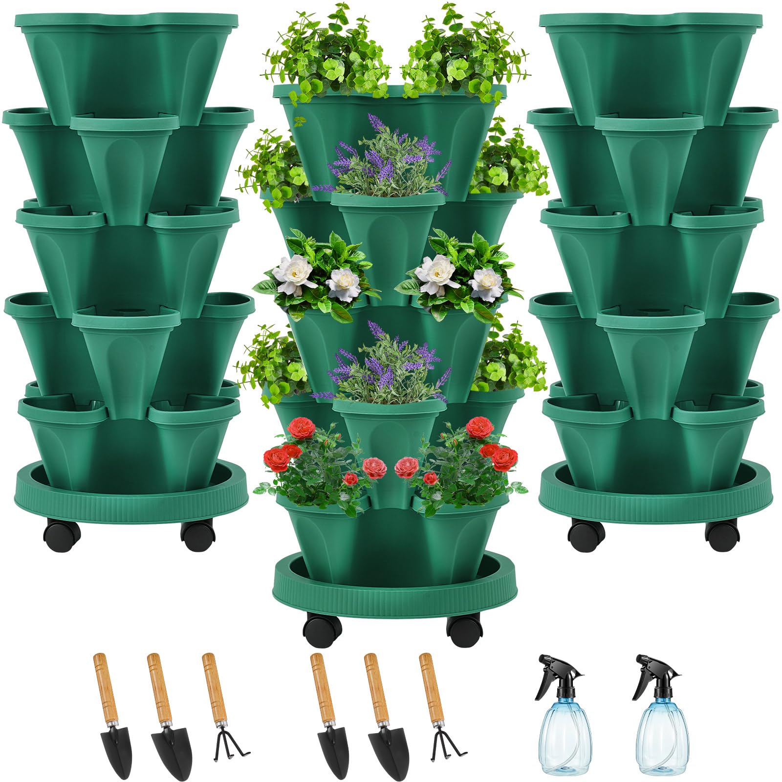 Amazon.com: Funnymoom 3 Set of 5 Tier Vertical Planter Stackable ...