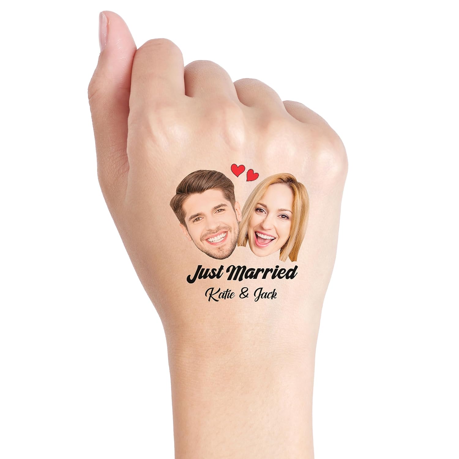 Amazon.com : Personalized Temporary Tattoos with Photo Names Hearts ...