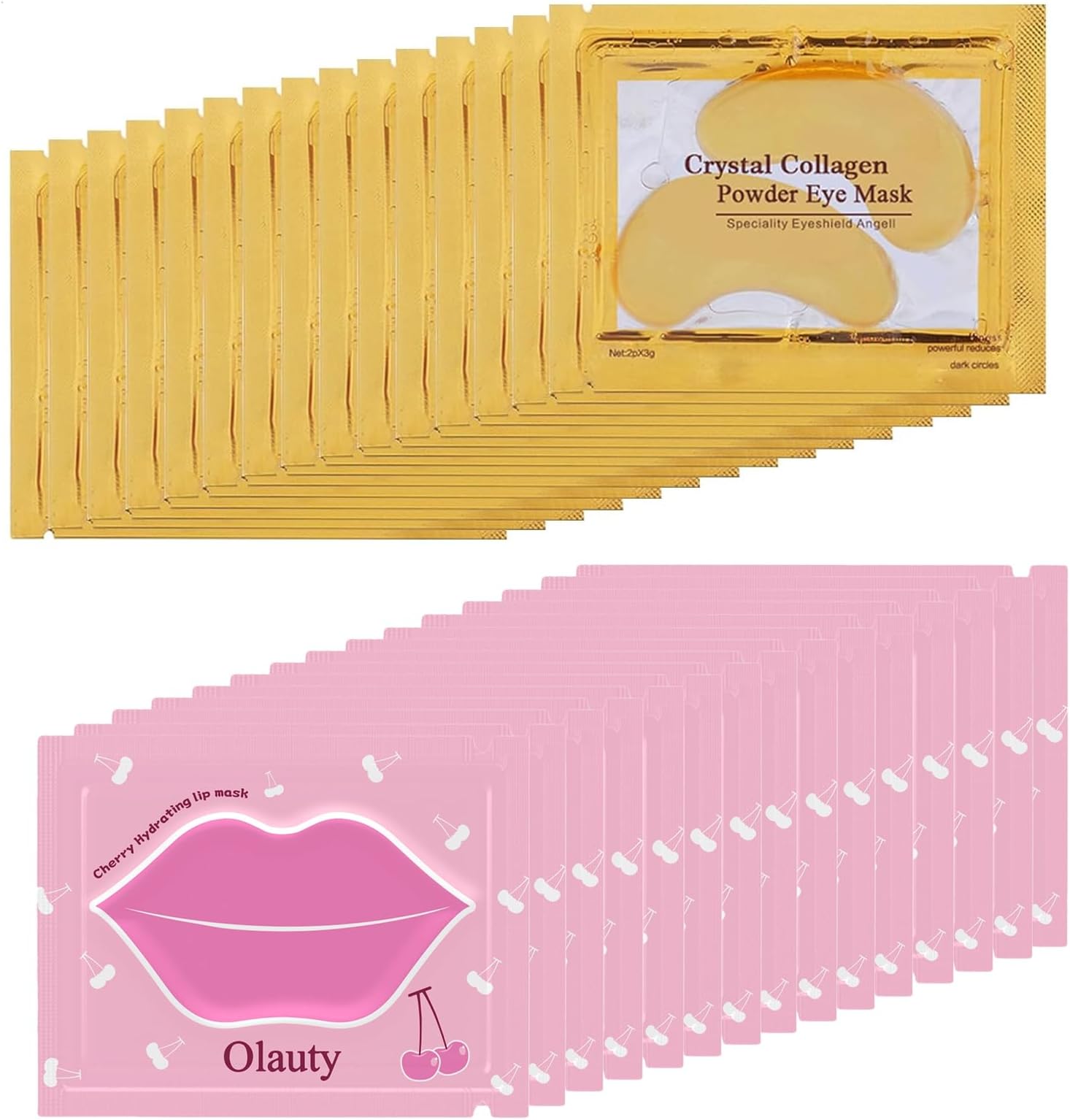 Amazon.com : 30 Pairs Lip Mask & Under Eye Mask, 24K Gold Gel Eye Masks ...