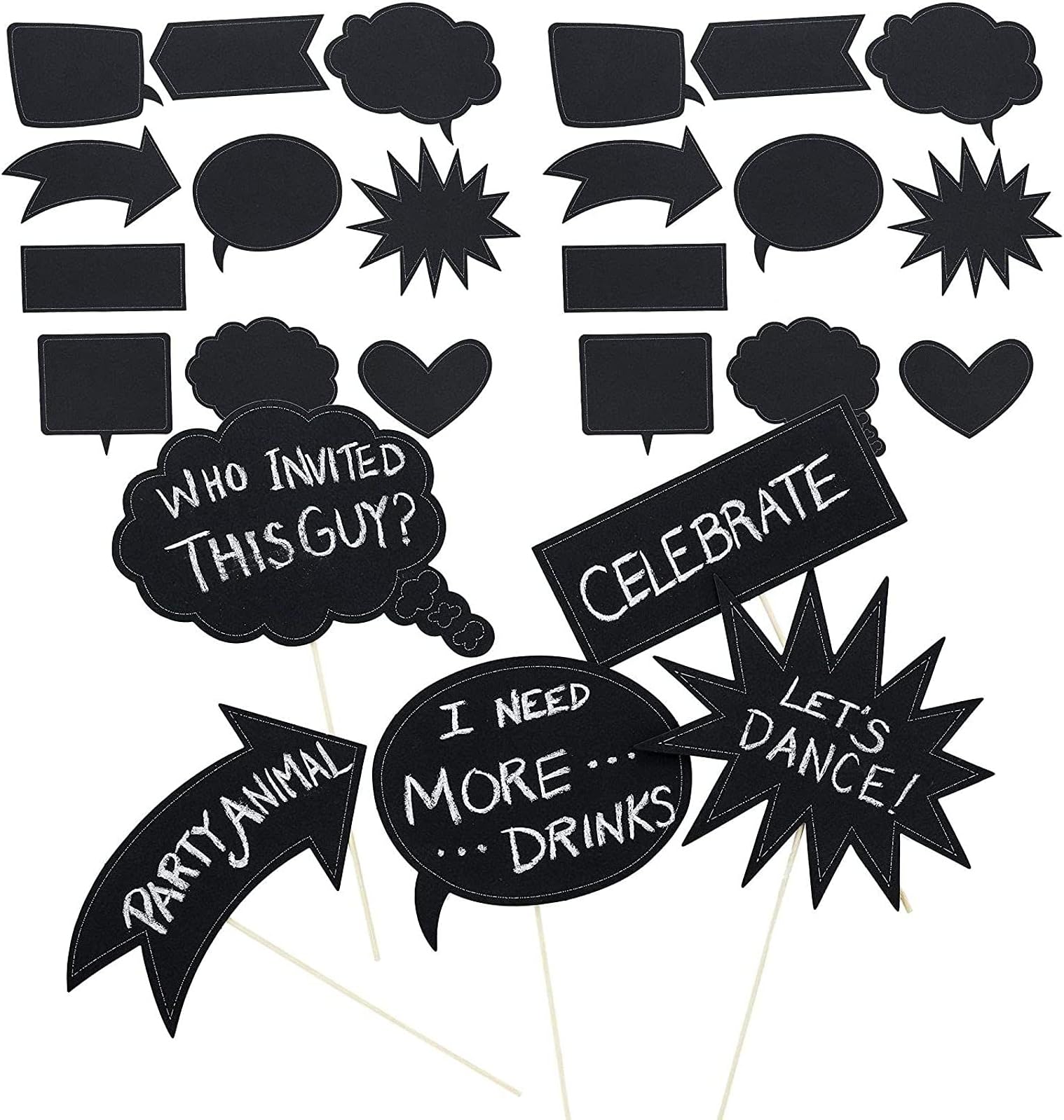 Amazon.com: Photo Booth Props Kit,Writable Black Paper Card Board ...