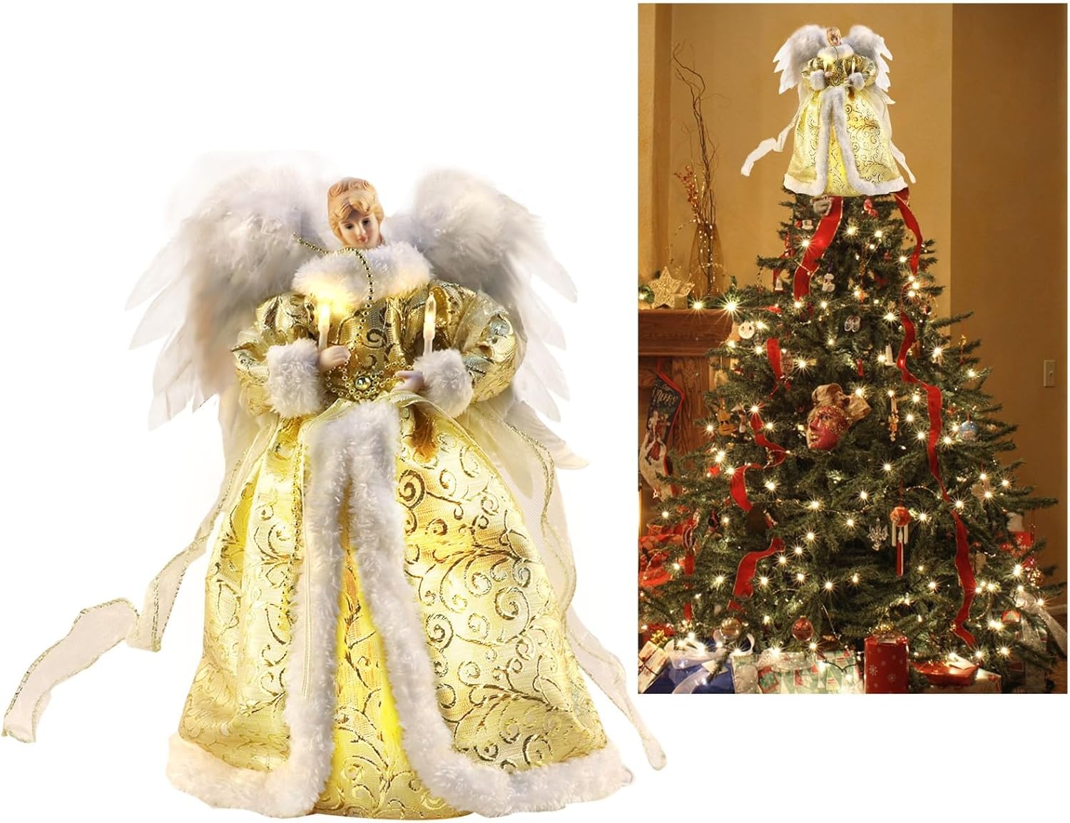 Amazon.com: Angel Christmas Tree Topper, Gold Christmas Tree Topper ...