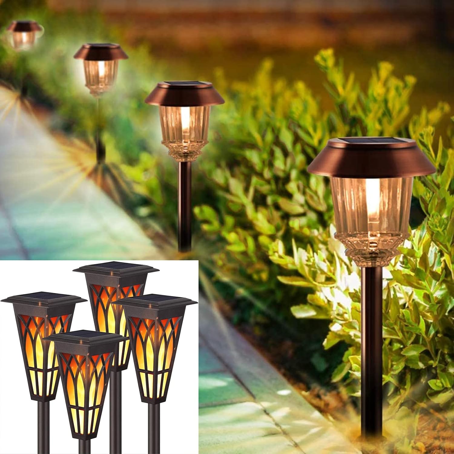 XMCOSY+ Solar Pathway Lights - 4 Pack Solar Lights Outdoor Garden | 4 ...