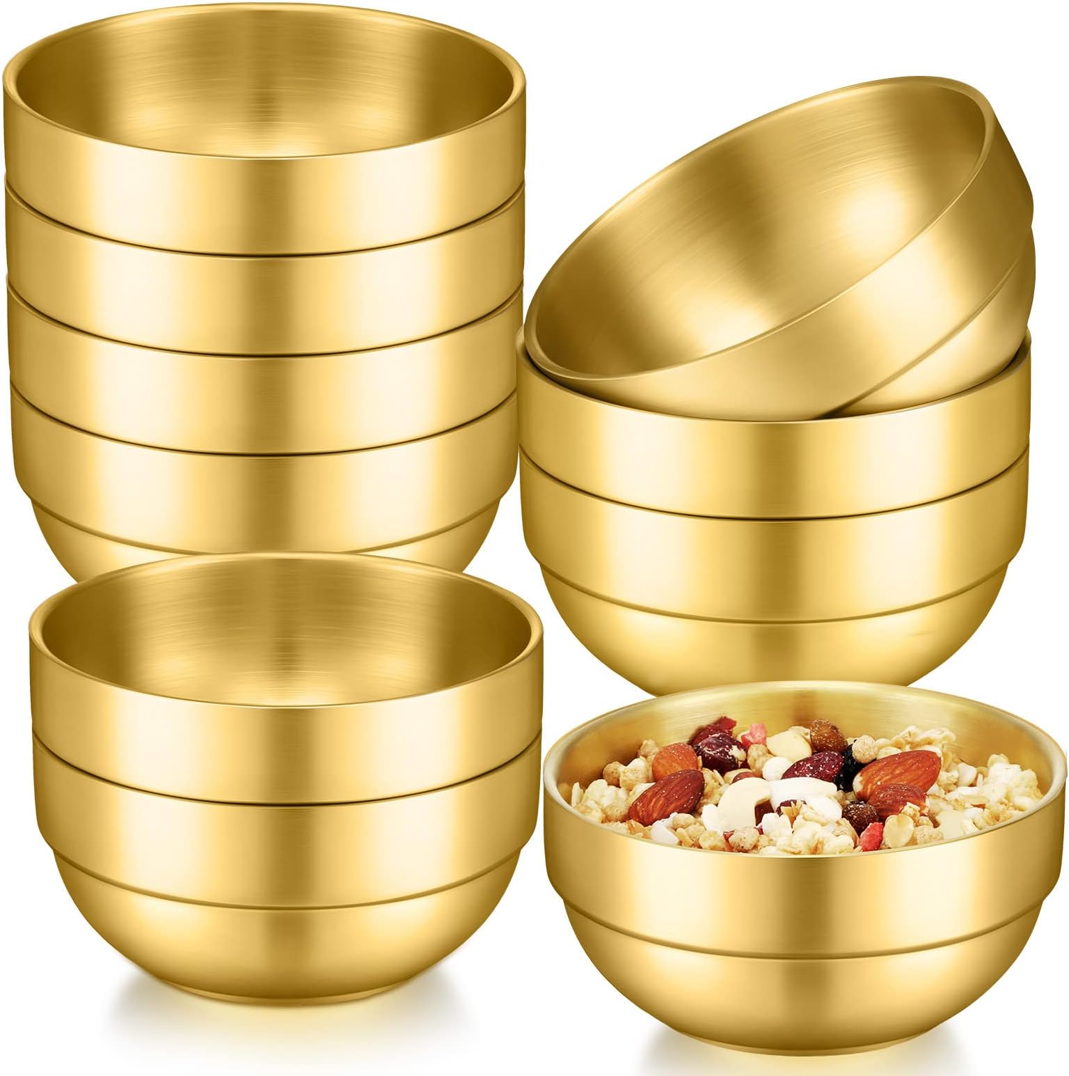 Amazon.com: Lallisa 10 Pieces Gold Mixing Bowls Double Wall Thick 304 ...