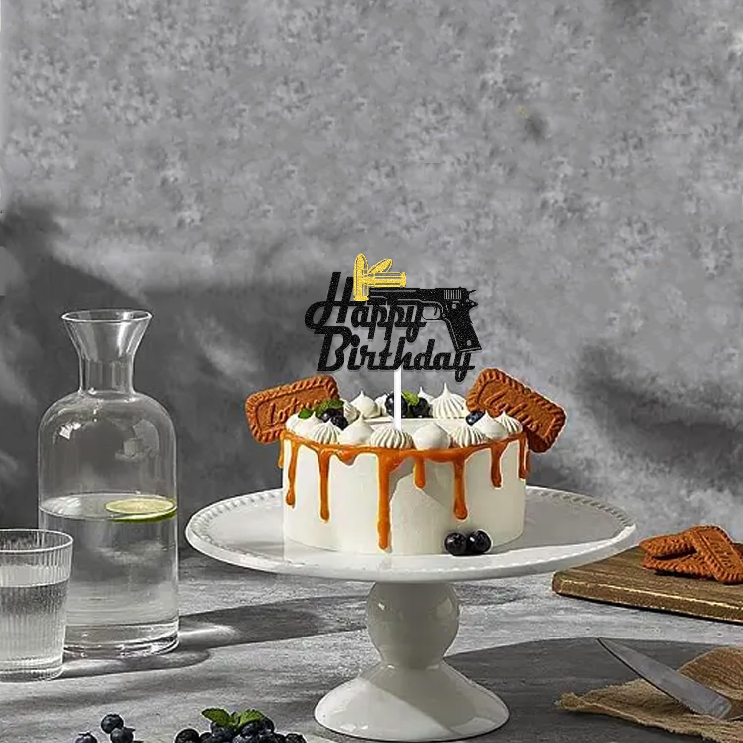 Snapklik.com : Pistol Shooting Birthday Party Cake Decoration Gun Happy ...