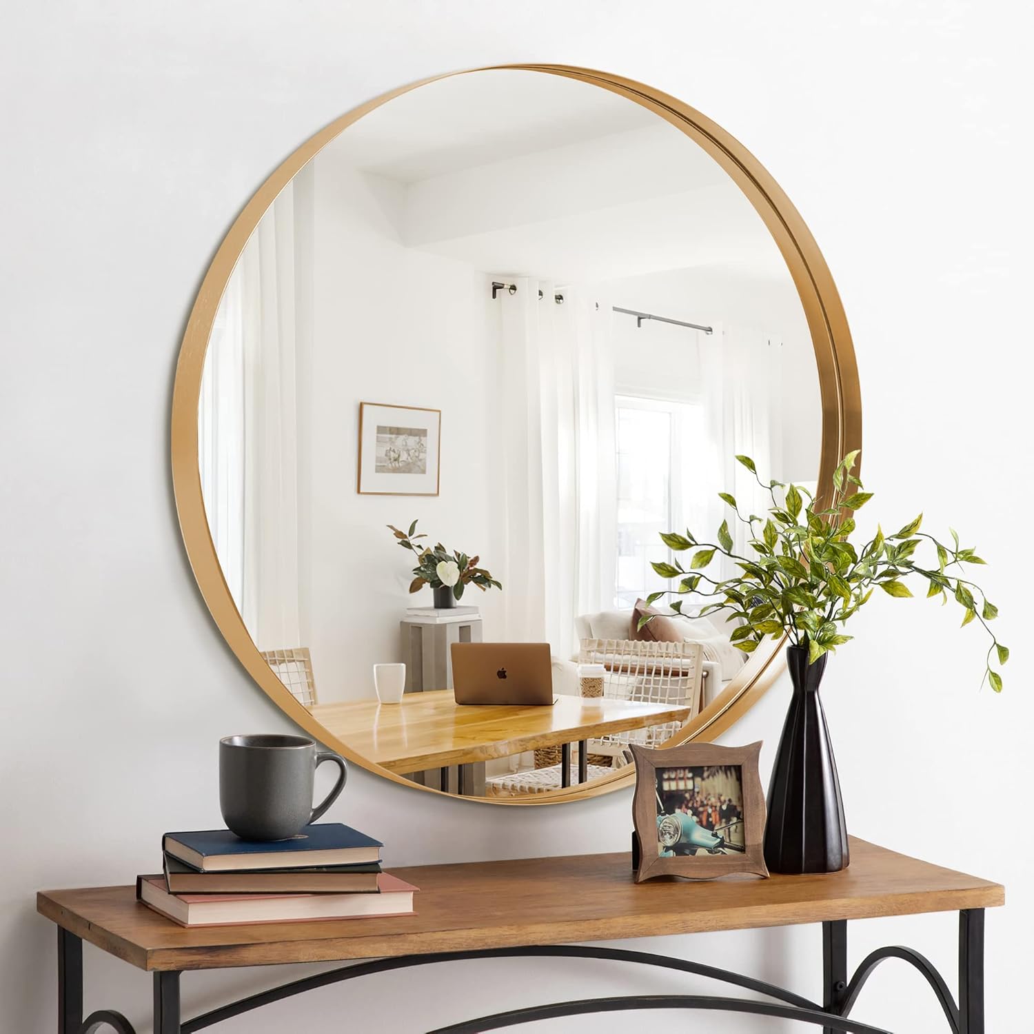 Amazon.com: GlasFlength 28 inch Round Mirror Circle Mirrors for Wall ...