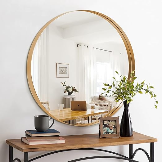 Amazon.com: GlasFlength 28 inch Round Mirror Circle Mirrors for Wall ...