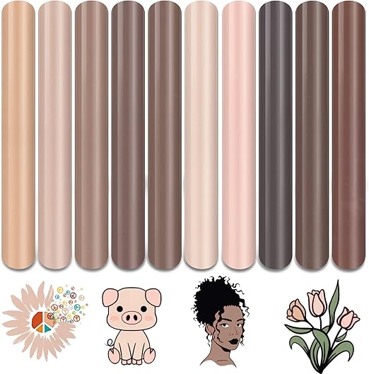 Tintnut Skin Tone Heat Transfer Vinyl - 10 Sheets12 x10 Cream HTV ...