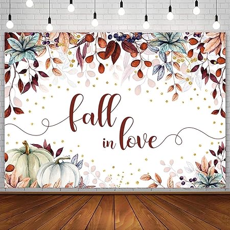 Amazon.com : Mocsicka Fall in Love Backdrop Autumn Wedding Theme Green ...