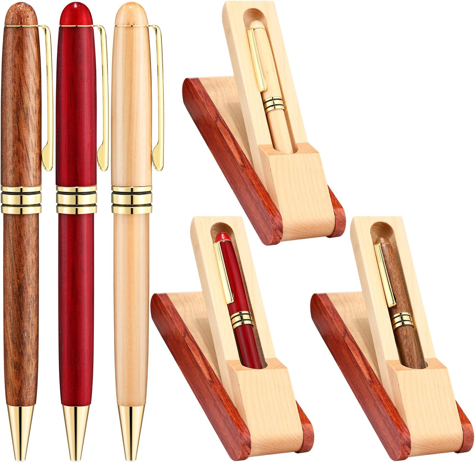 Amazon.com : Zhanmai 3 Pack Wooden Ballpoint Pen Gift Set Handmade ...