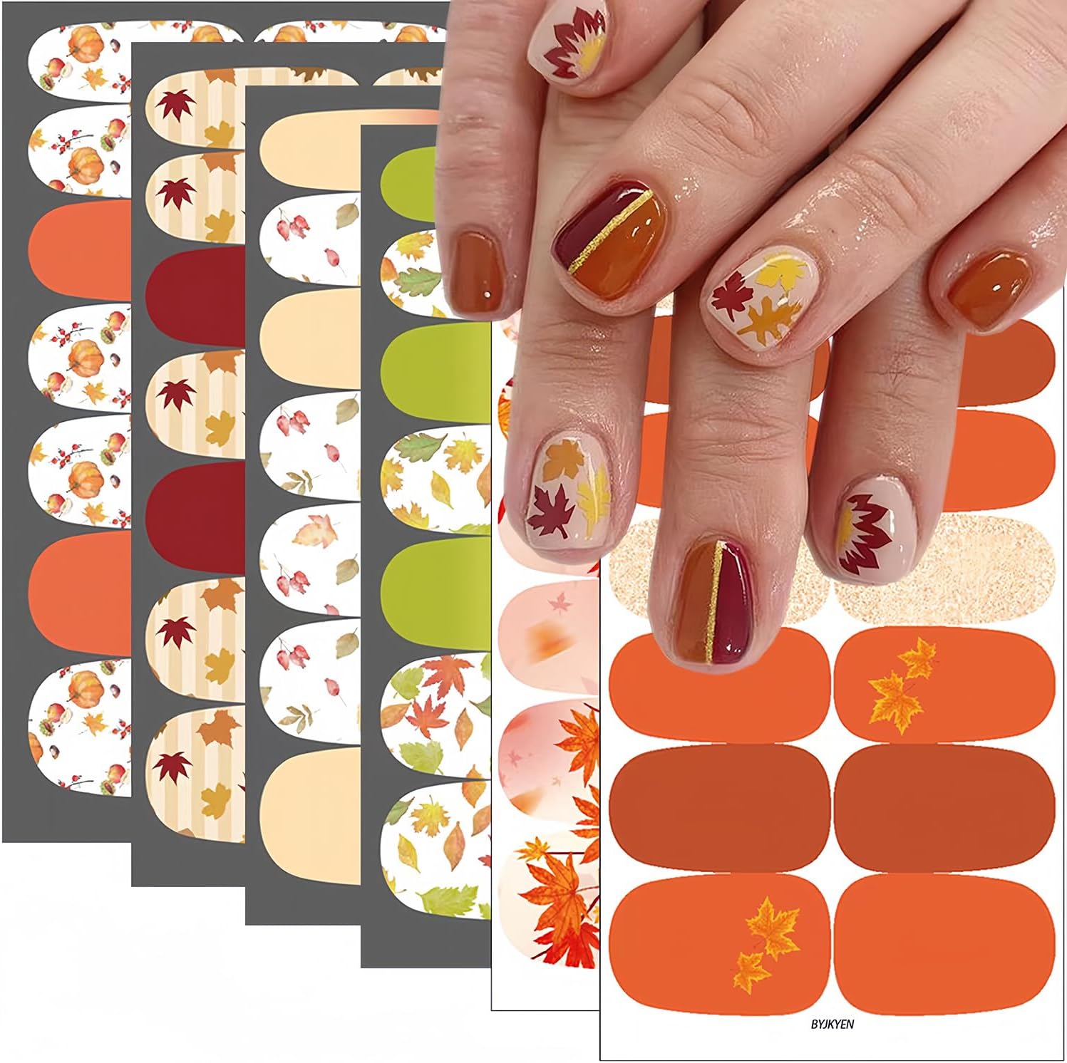 Amazon.com: Fall Nail Polish Strips, Autumn Nail Wraps Stickers Maple ...