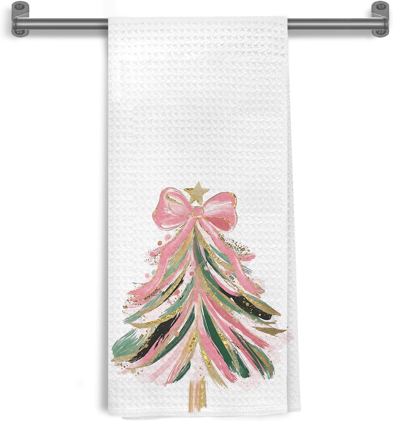 Amazon.com: WDSFHYJK Coquette Pink and Gold Christmas Tree Kitchen ...
