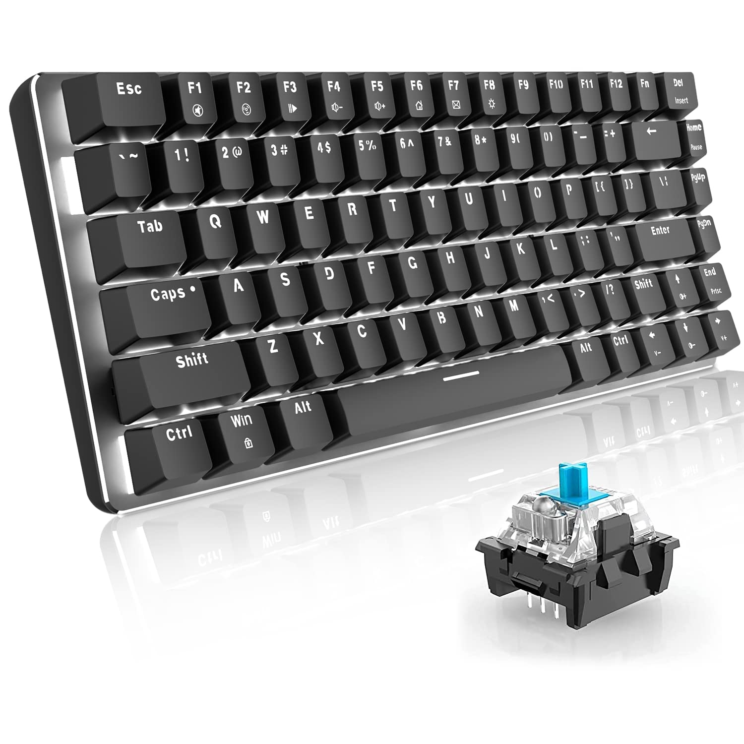 Buy 60% Mechanical Gaming Keyboard Hot Swappable Compact 82 Keys Wired ...