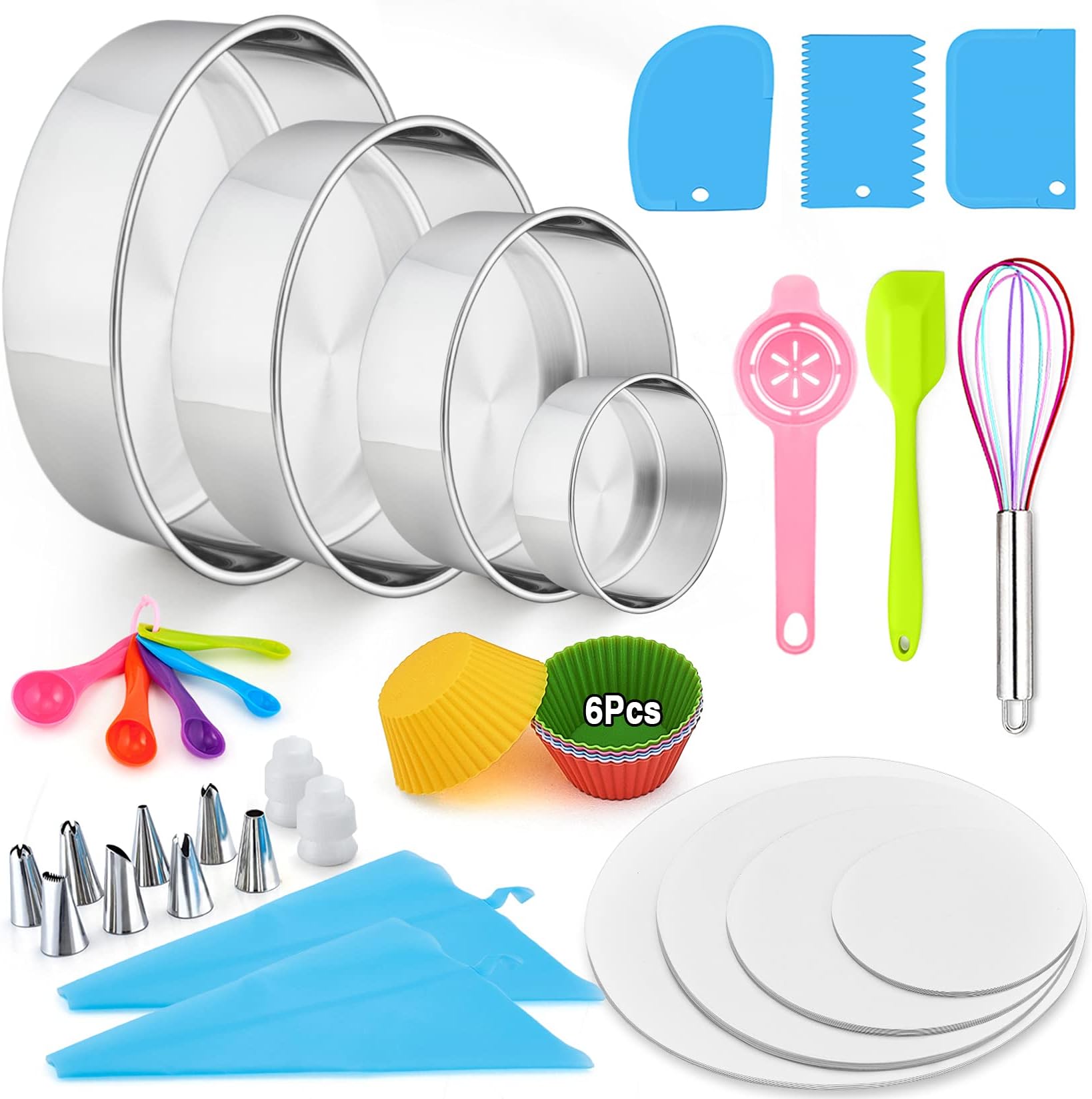 Amazon.com: Cake Square Pan Sets for Baking + Cake Decorating Supplies ...