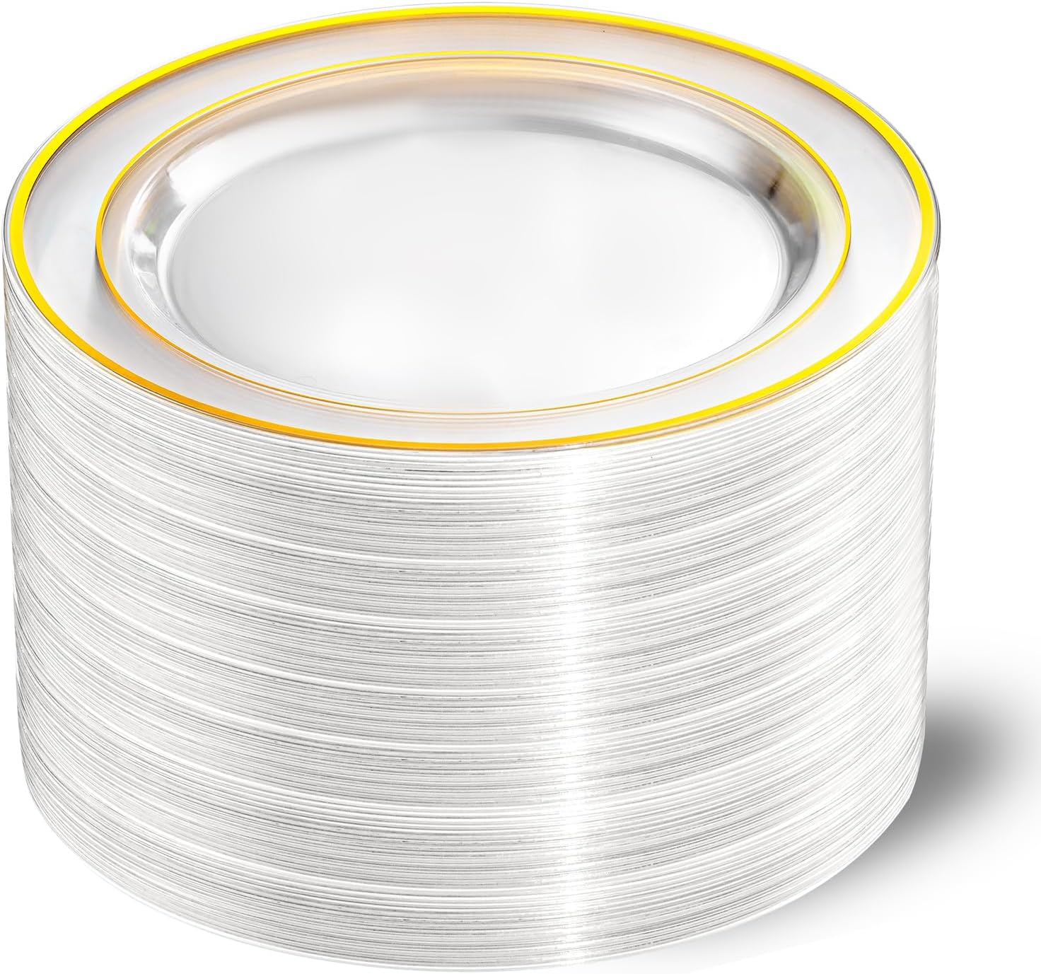 Amazon.com: I00000 60PCS Clear Gold Plastic Plates, Clear Plates With ...