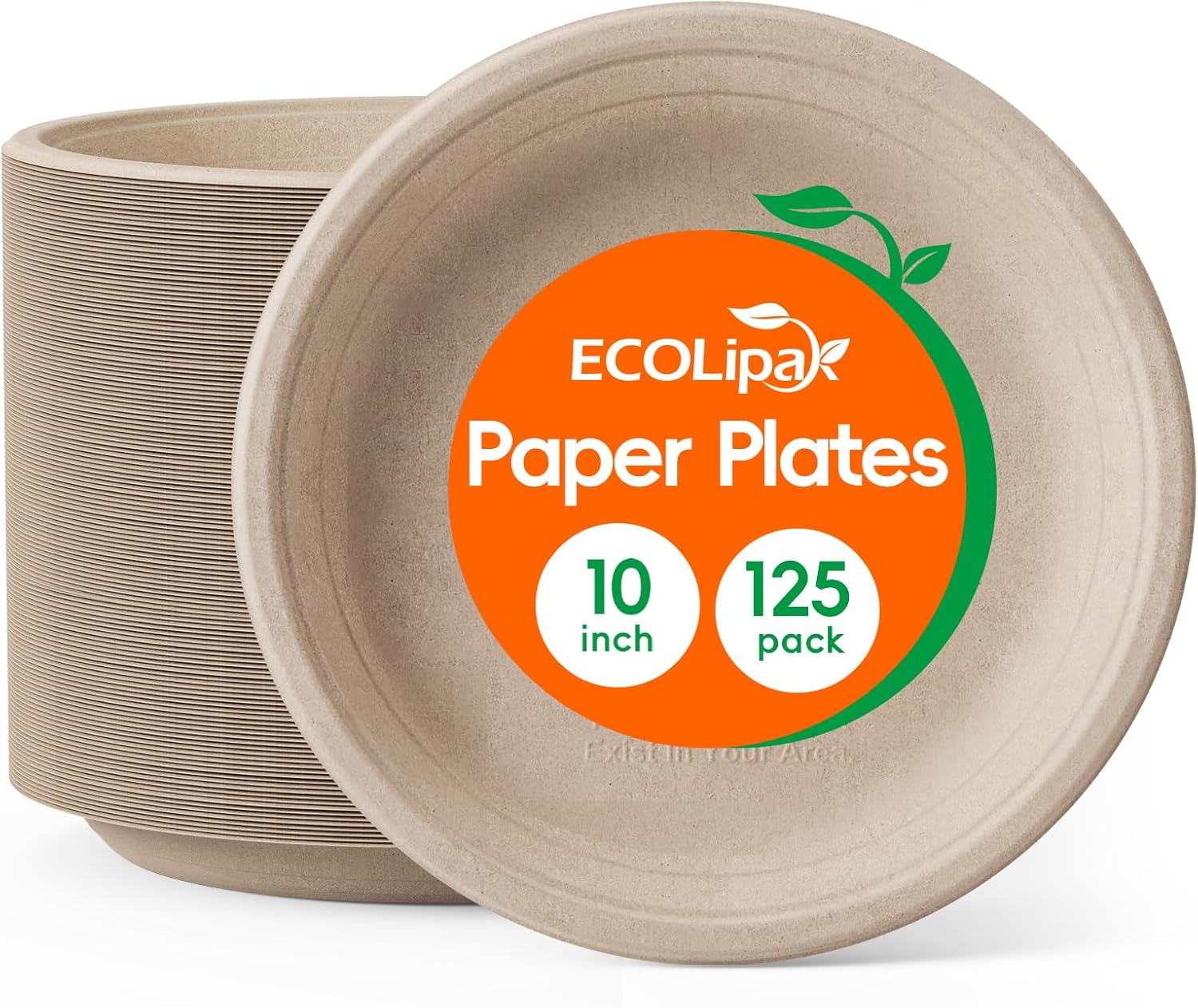 Amazon.com: ECOLipak 125 Pack Paper Plates 10 inch 100% Compostable ...