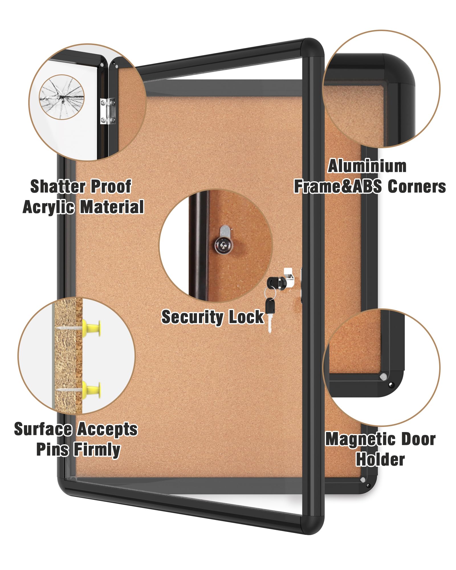 Snapklik.com : 26"x20" Enclosed Bulletin Board, Lockable Weather ...