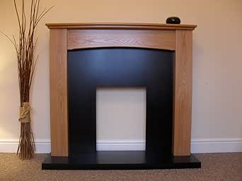 Electric Oak Modern Surround Black Hearth & Back Panel Traditional ...