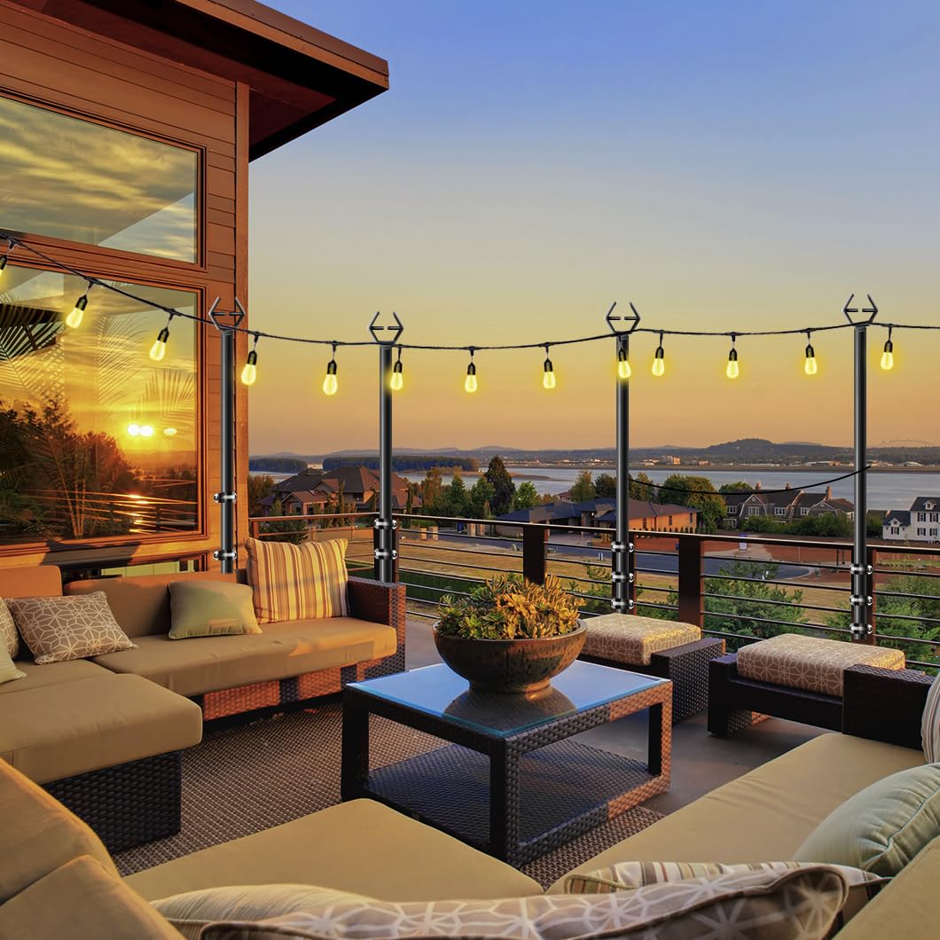 Snapklik.com : Artife 4FT String Light Poles For Outside, Outdoor Deck ...