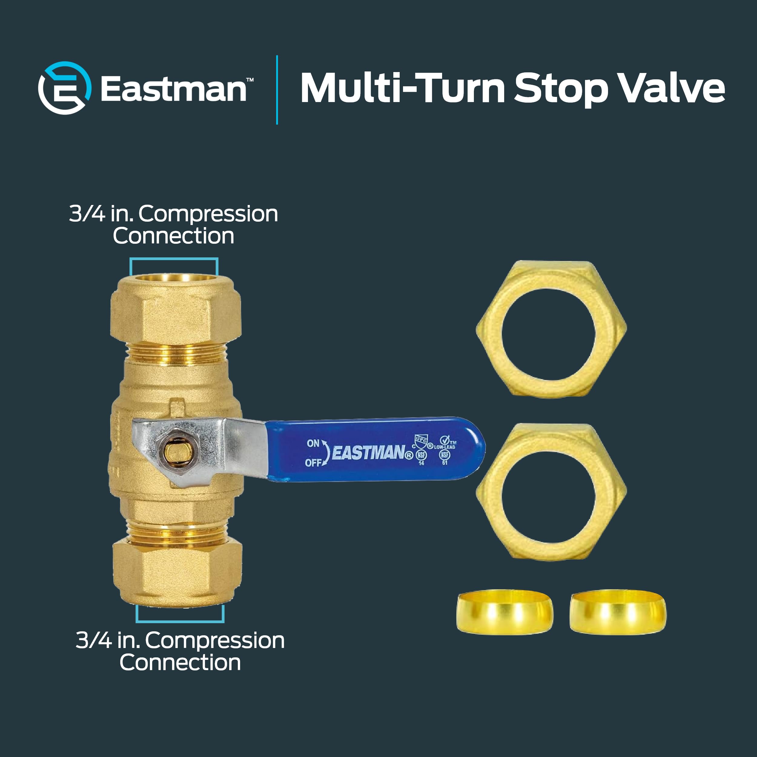 Snapklik.com : Full Port Ball Valve, 3/4 X 3/4 Inch Compression Ends ...