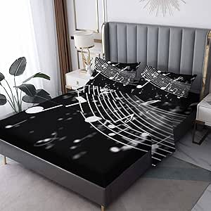 Amazon.com: Music Note Sheets Twin XL Size - Musical Notes Bed Sheets ...