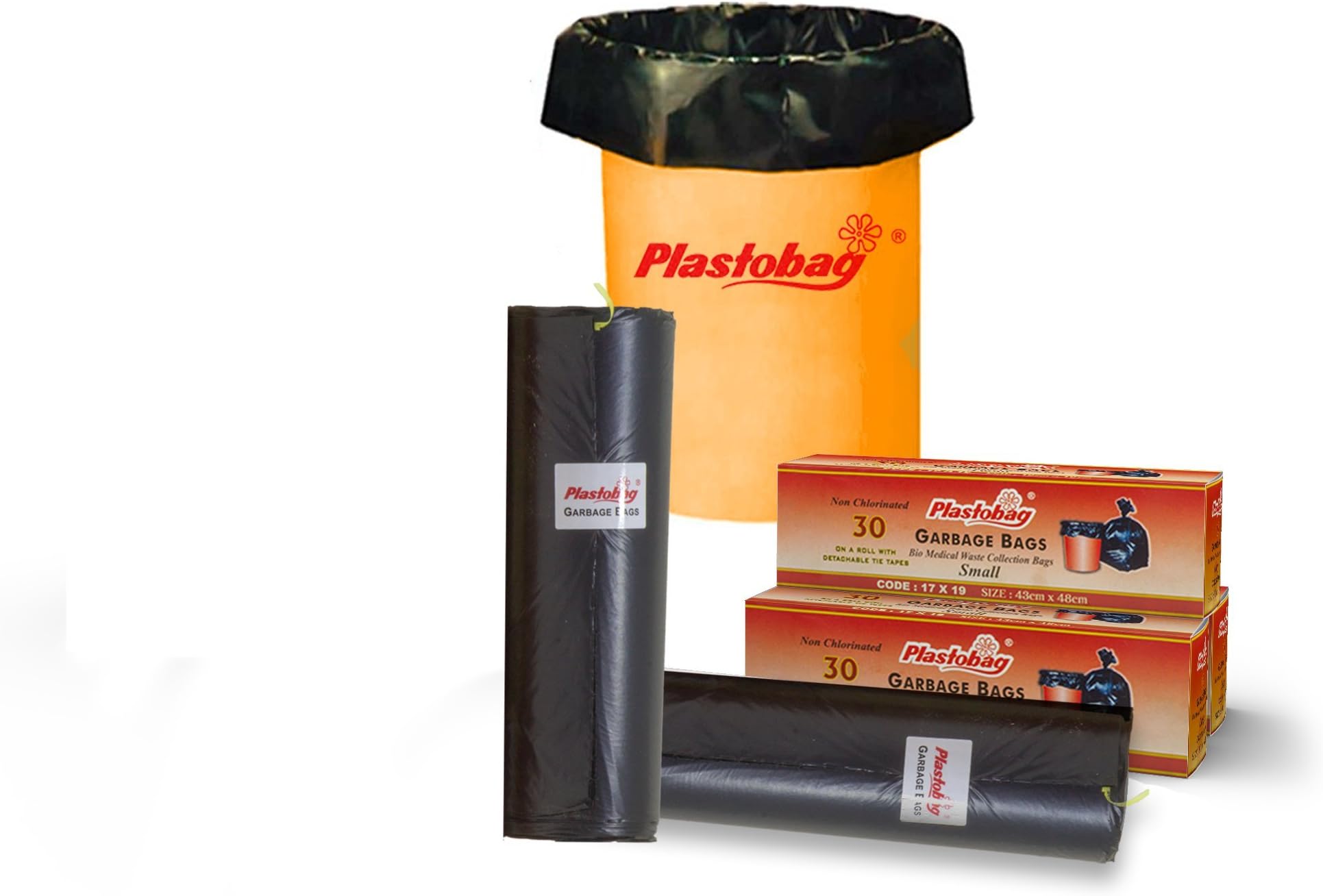 Plastobag Garbage Bags 19 X 21 Size 90 bags | 3 pcs | Dustbin Covers ...