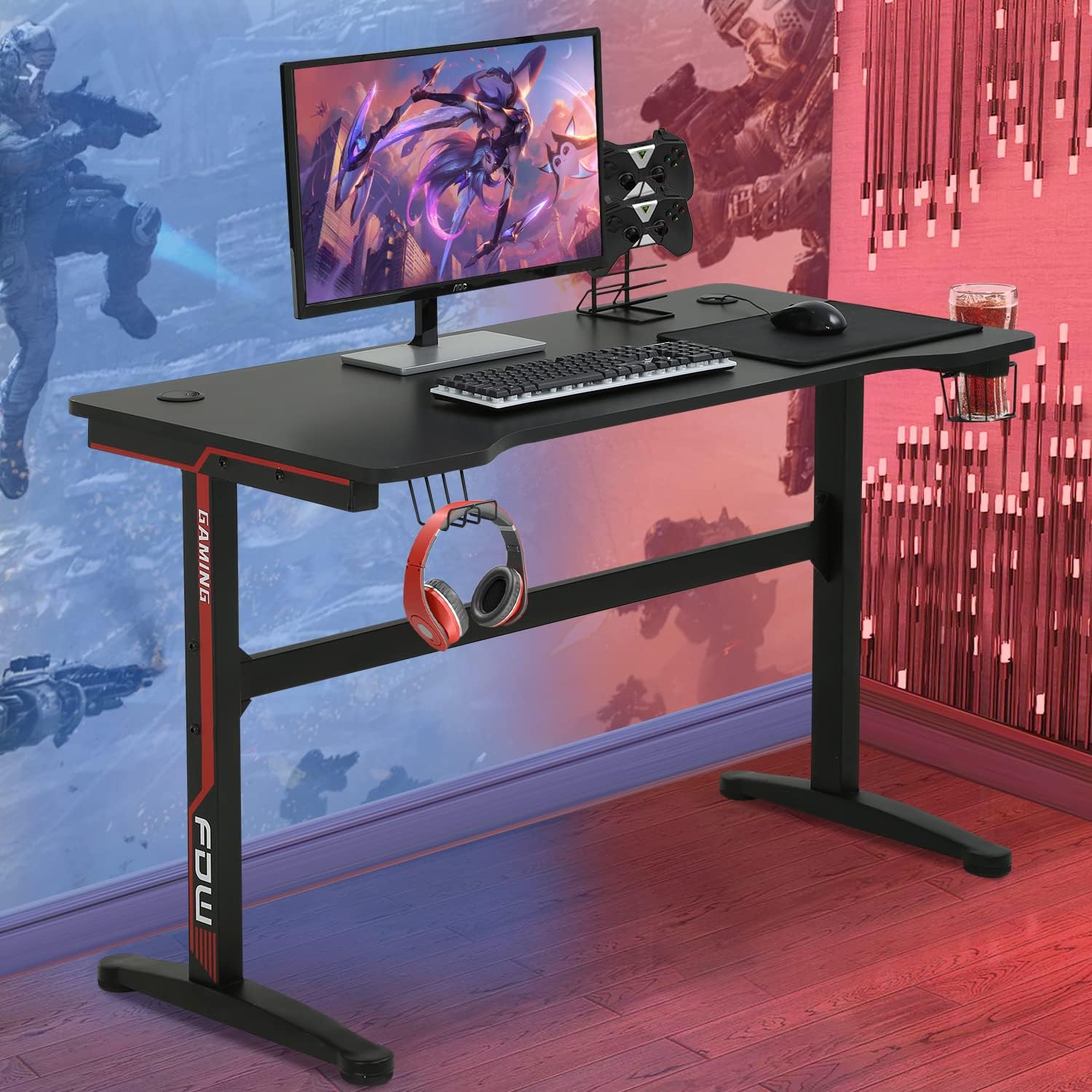 Amazon.com: GYMNASTIKA 40 Inch Gaming Desk, Rectangle Computer Desk ...