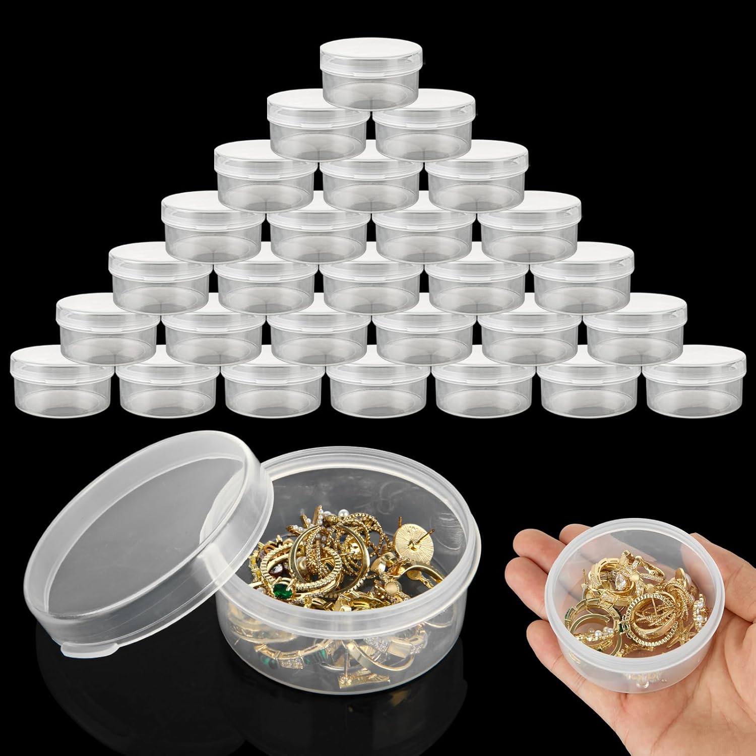 Amazon.com: SHUESS 30 Pack Round Plastic Bead Storage Containers with ...