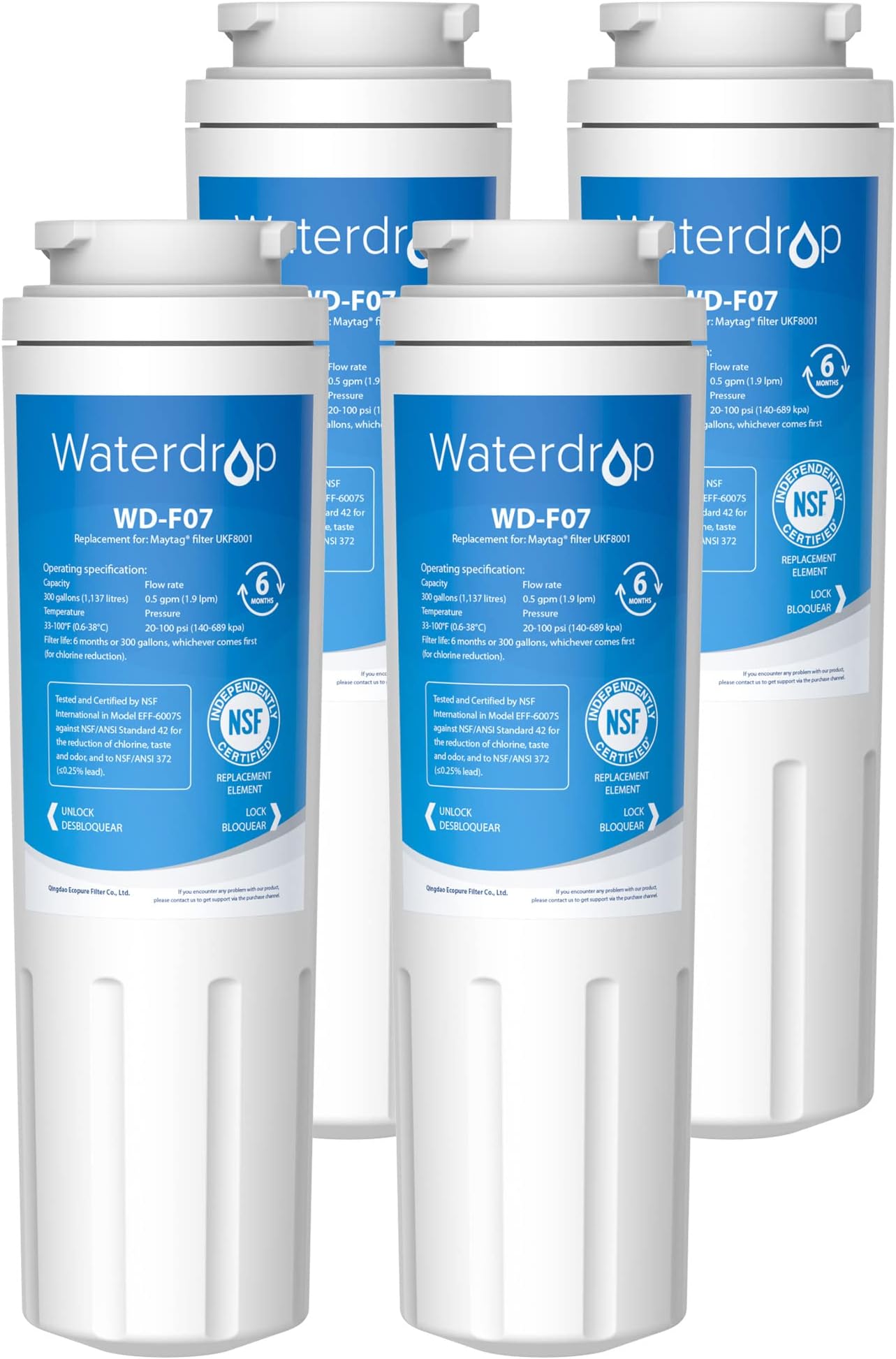 Amazon.com: Waterdrop Plus UKF8001 NSF 401, 53 Certified Refrigerator ...
