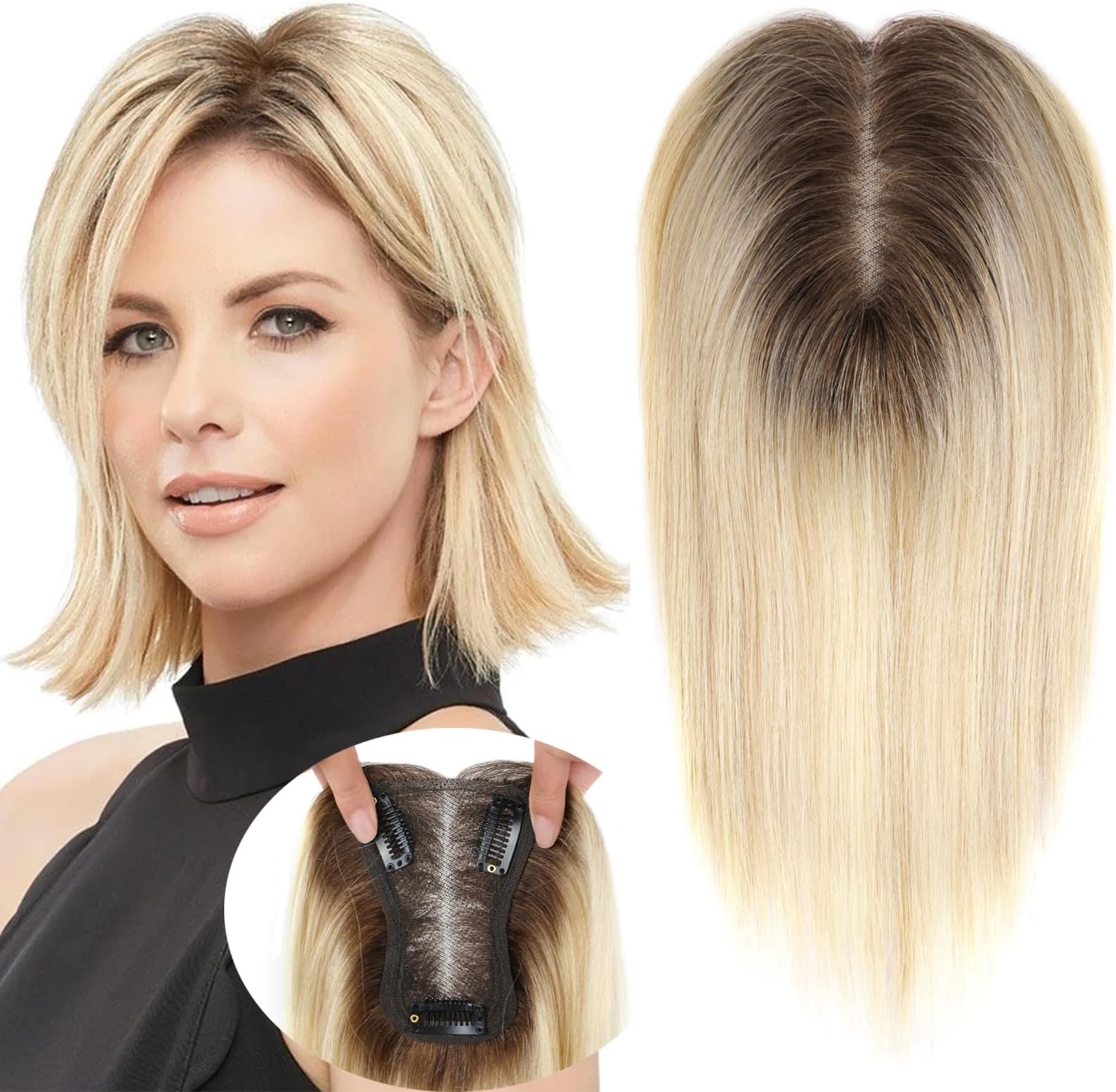 Amazon.com : KKU Hair Toppers for Women Real Human Hair, Mono Top ...