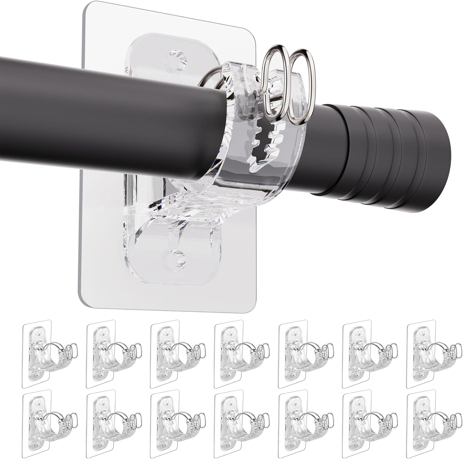 Amazon.com: MUAKIOY No Drill Curtain Rod Holders, Heavy Duty Self ...