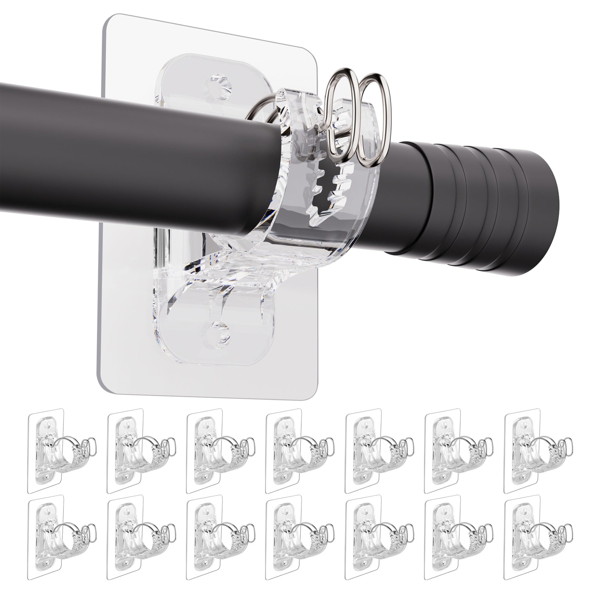 MUAKIOY (8 Pack) No Drill Curtain Rod Bracket Holders, Self Adhesive ...