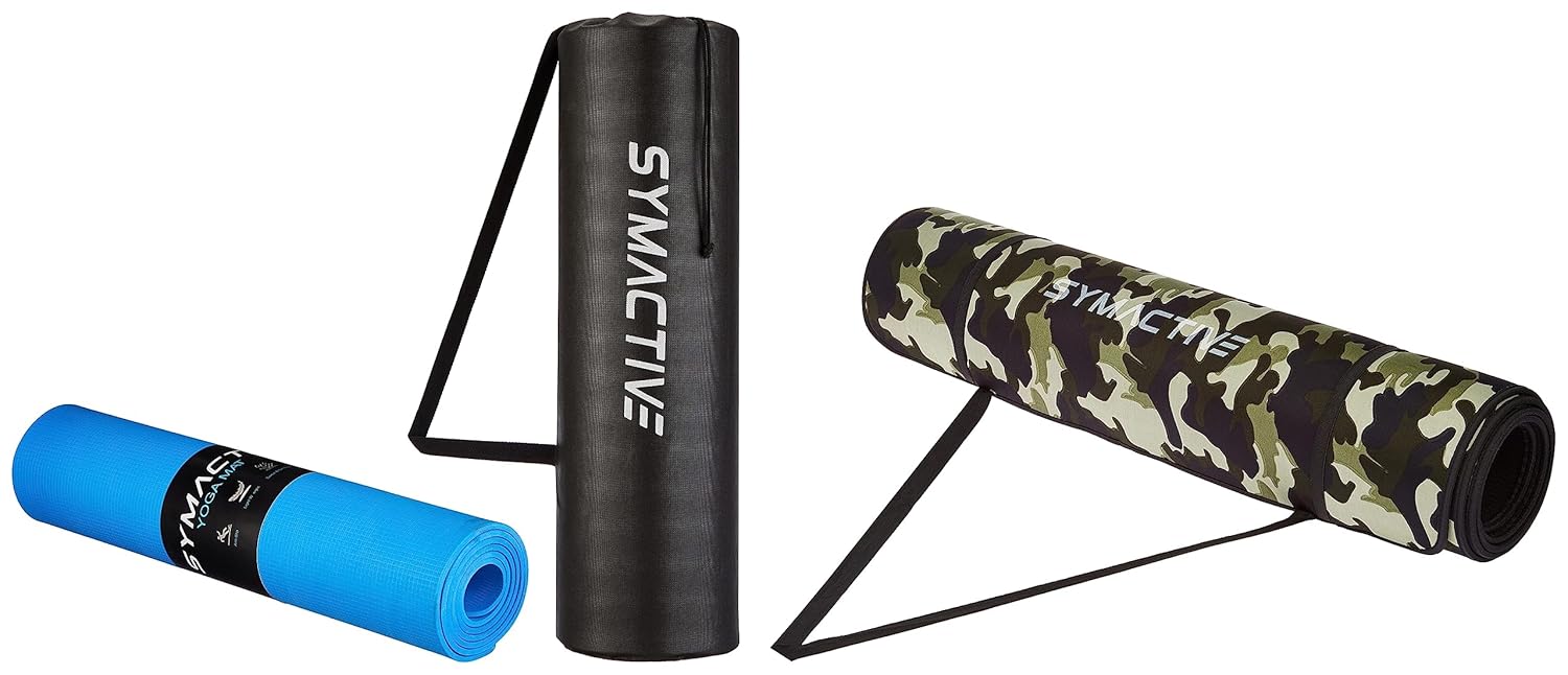 Amazon Brand - Symactive Vinyl 6Mm Anti-Skid Yoga Mat With Carry Bag ...