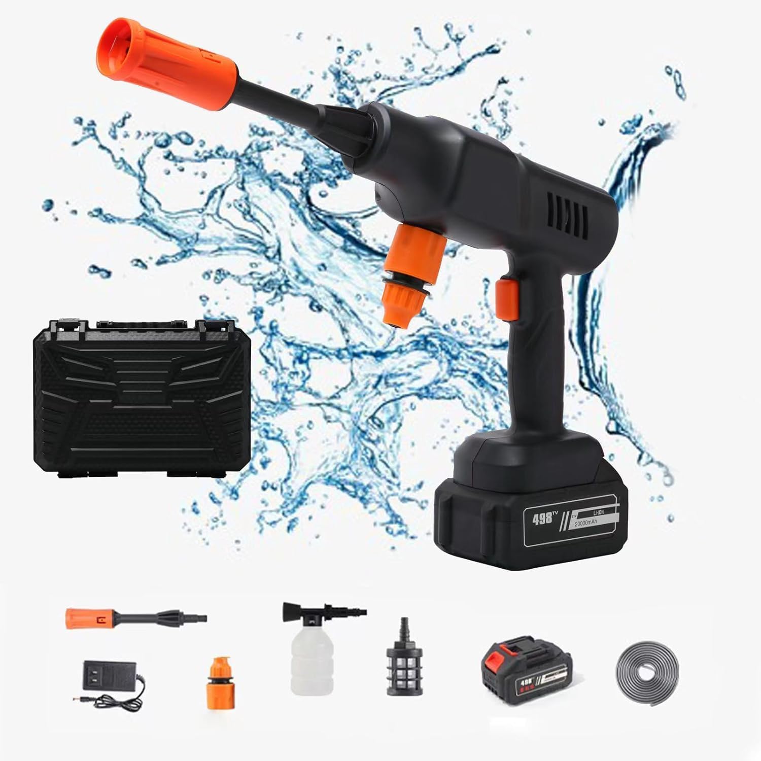 36Bar Cordless Pressure Washer Gun, 6-12 Meters Range Portable Car ...