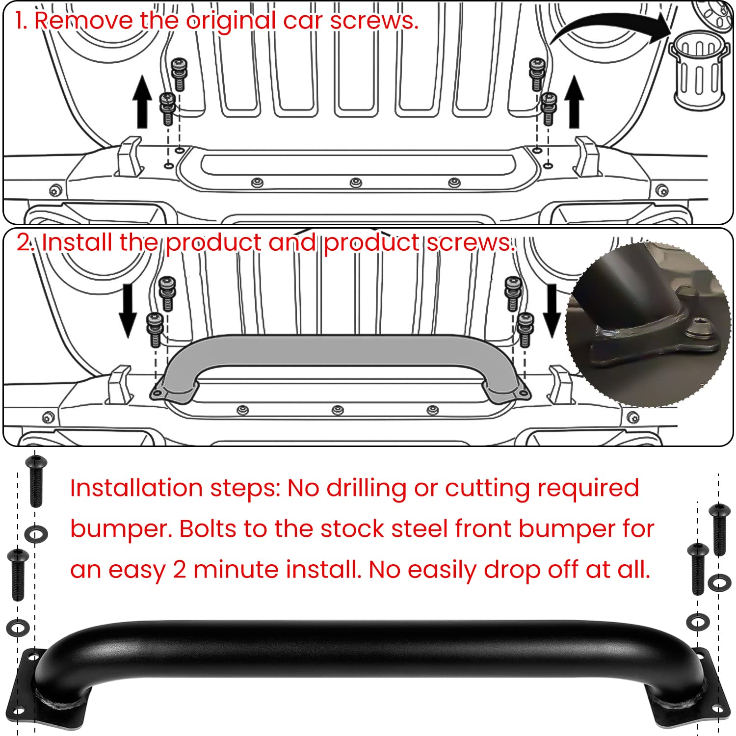 Grille Winch Brush Guard 82215351 for Jeep Wrangler JL JLU Unlimited ...