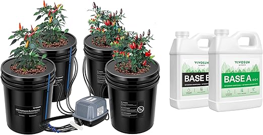 Amazon.com : VIVOSUN DWC Hydroponics Grow System and Nutrients Base A ...