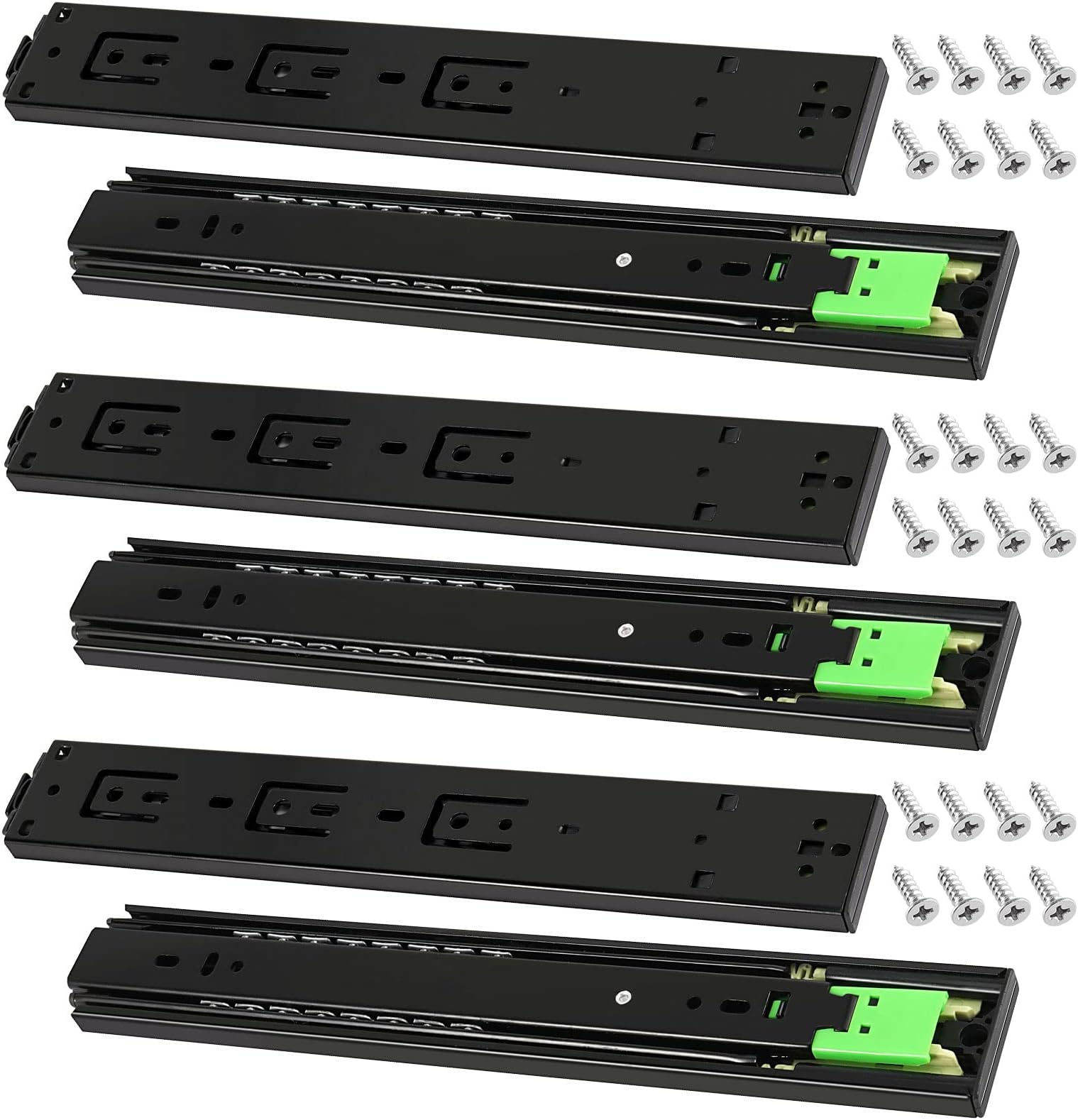 SEUNMUK 6 PCS 3 Pairs 10 Inches Push to Open Drawer Slides, 3-Fold Full ...