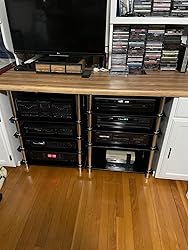 Amazon.com: Audio-Video Media Stand with 5-Tier Tempered Glass Shelves ...