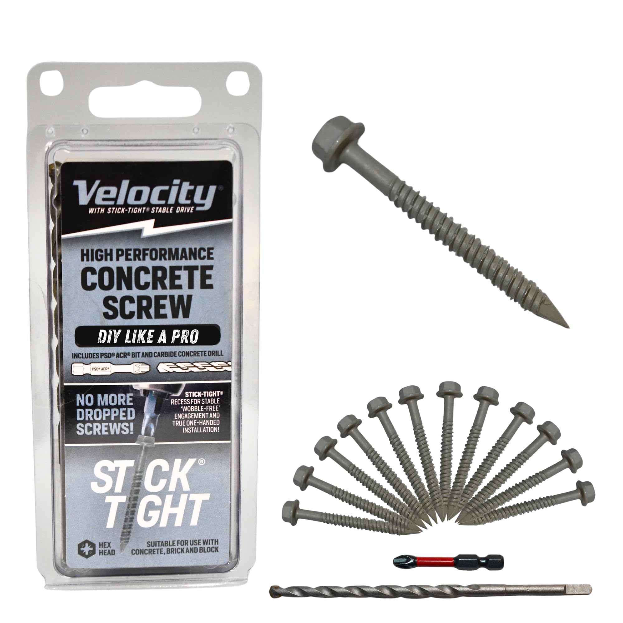Snapklik.com : Velocity 2 1/4 Concrete Screws Set