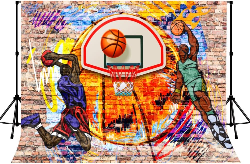 Amazon.com : Basketball Theme Backdrop 7x5ft Colorful Graffiti Art ...
