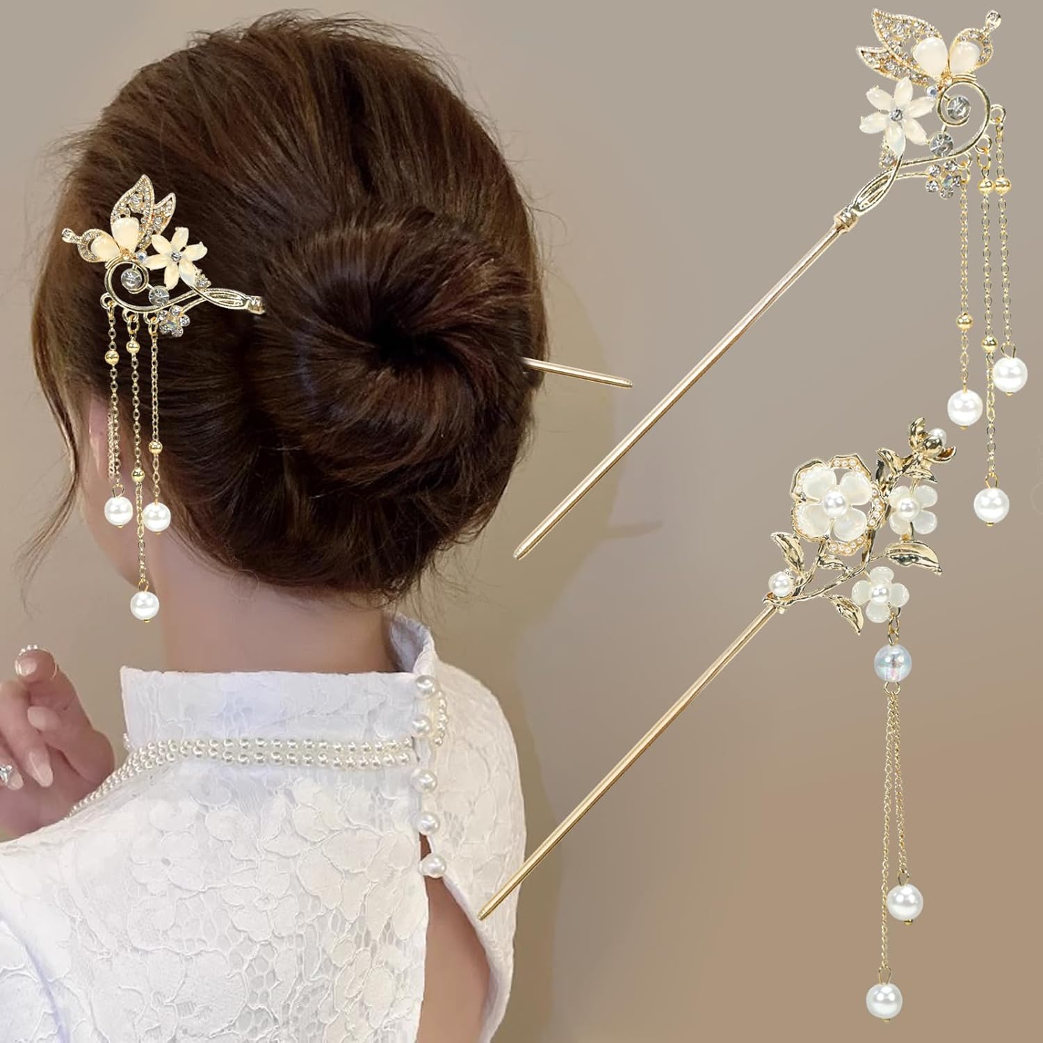 Amazon.com : 2Packs Lily of the Valley Chinese Hair Sticks for Buns ...