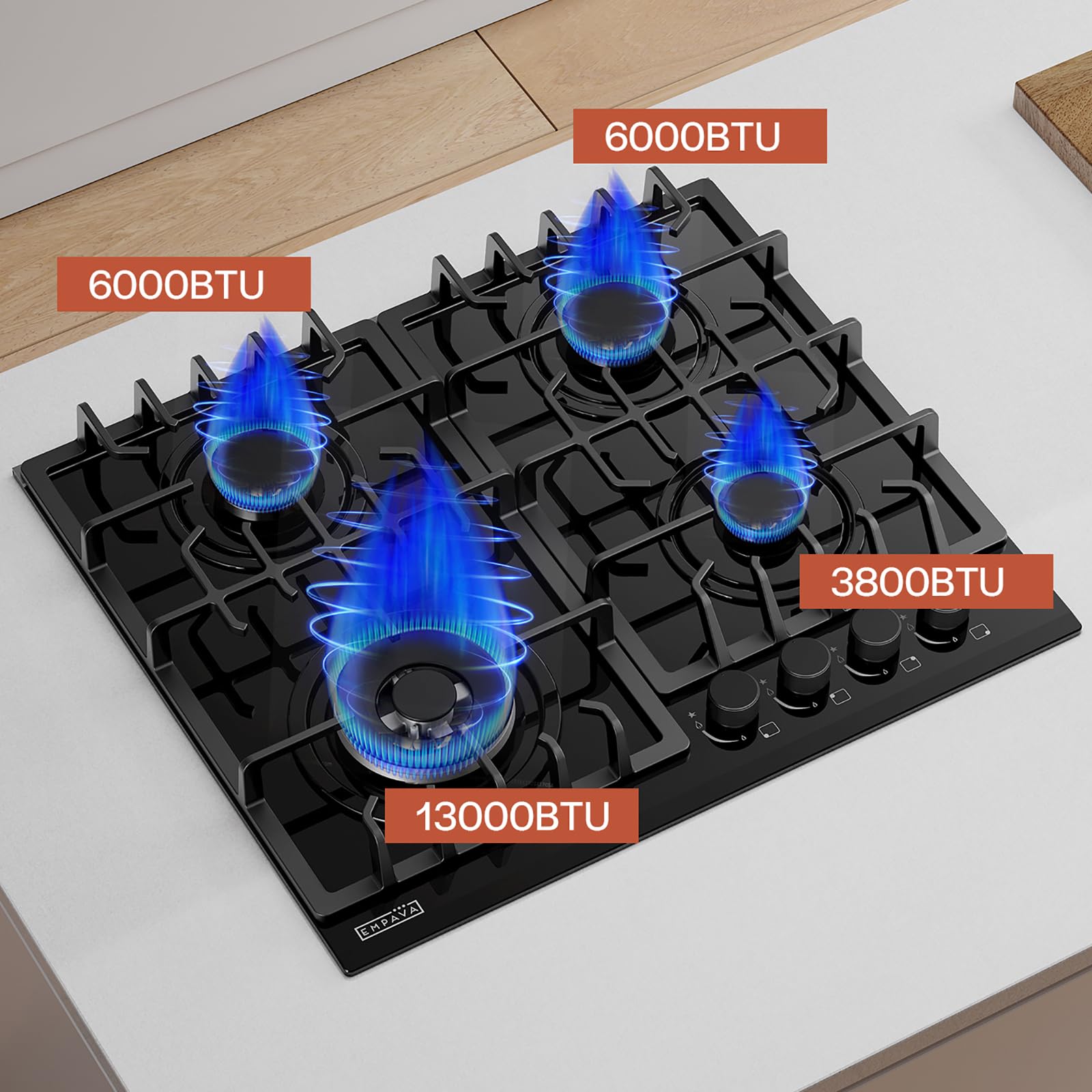 Snapklik.com : Empava 24 In Gas Stove Cooktop 4 Italy Sabaf Sealed ...